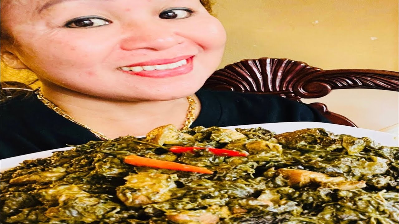 THE SECRET HOW TO COOK DELICIOUS TARO LEAVES oR LAING.Subrang Sarap ...