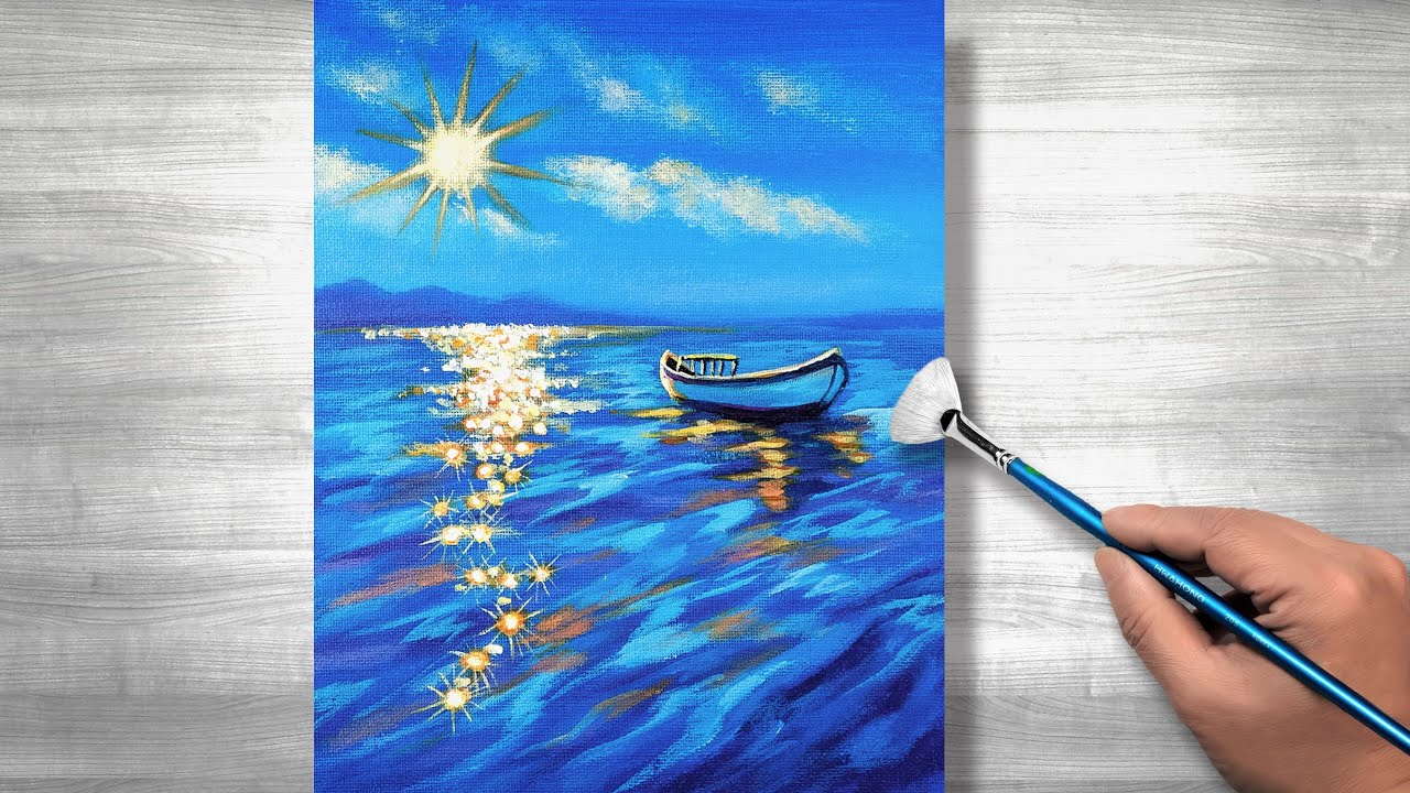 blue sea painting | Acrylic painting tutorial #251 - YouTube