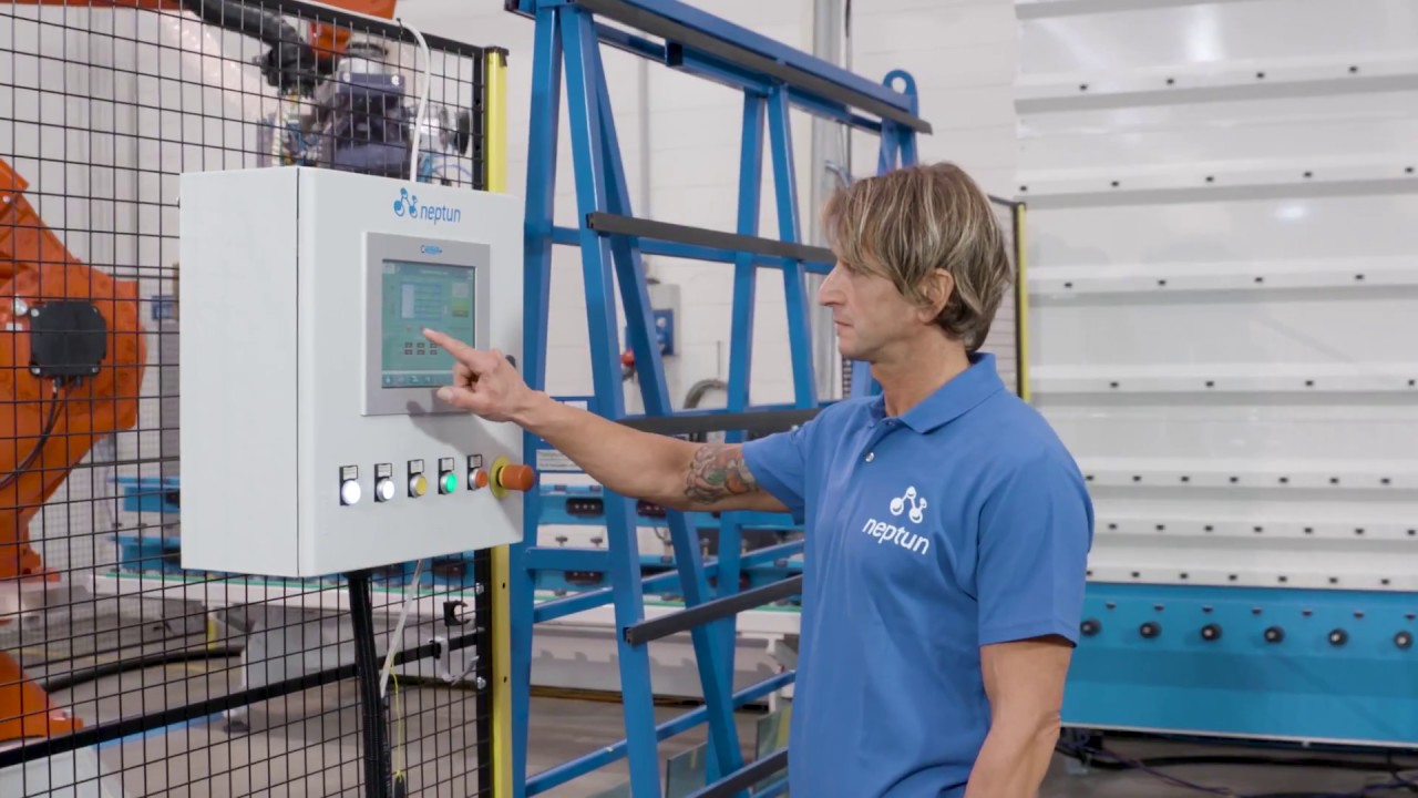 Neptun Bravoseam Automated Glass Seaming System - YouTube