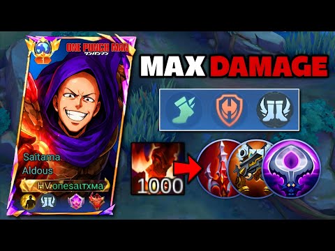ALDOUS 1000 STACK MAX DAMAGE INSANE DAMAGE BUILD AND EMBLEMSET IN SOLO RANKED!!!🔥 | Mobile Legends