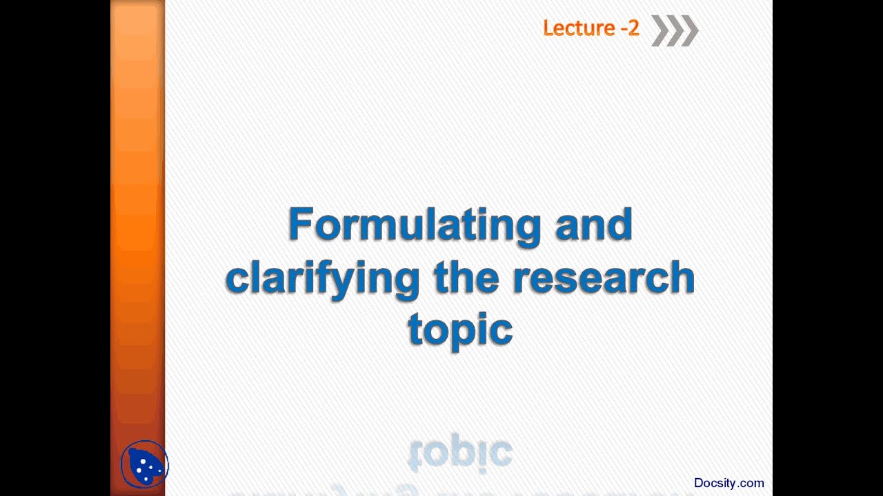 Formulating a Research Topic - YouTube