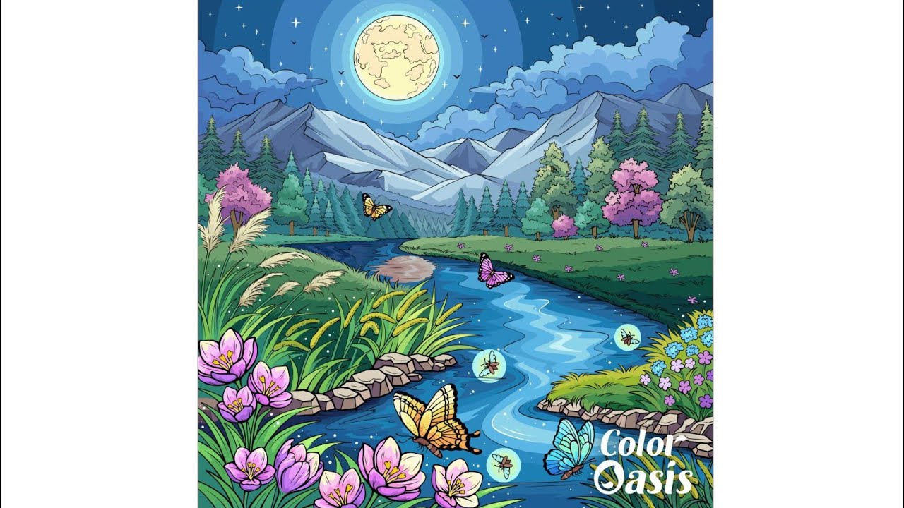 Moonlight View | Color Oasis - Paint By Number - YouTube