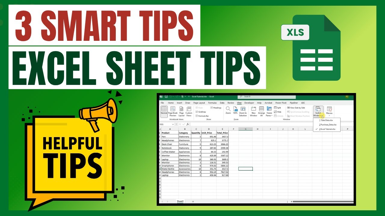 3 Smart Excel Sheet Tips #excel #exceltips #exceltutorial - YouTube