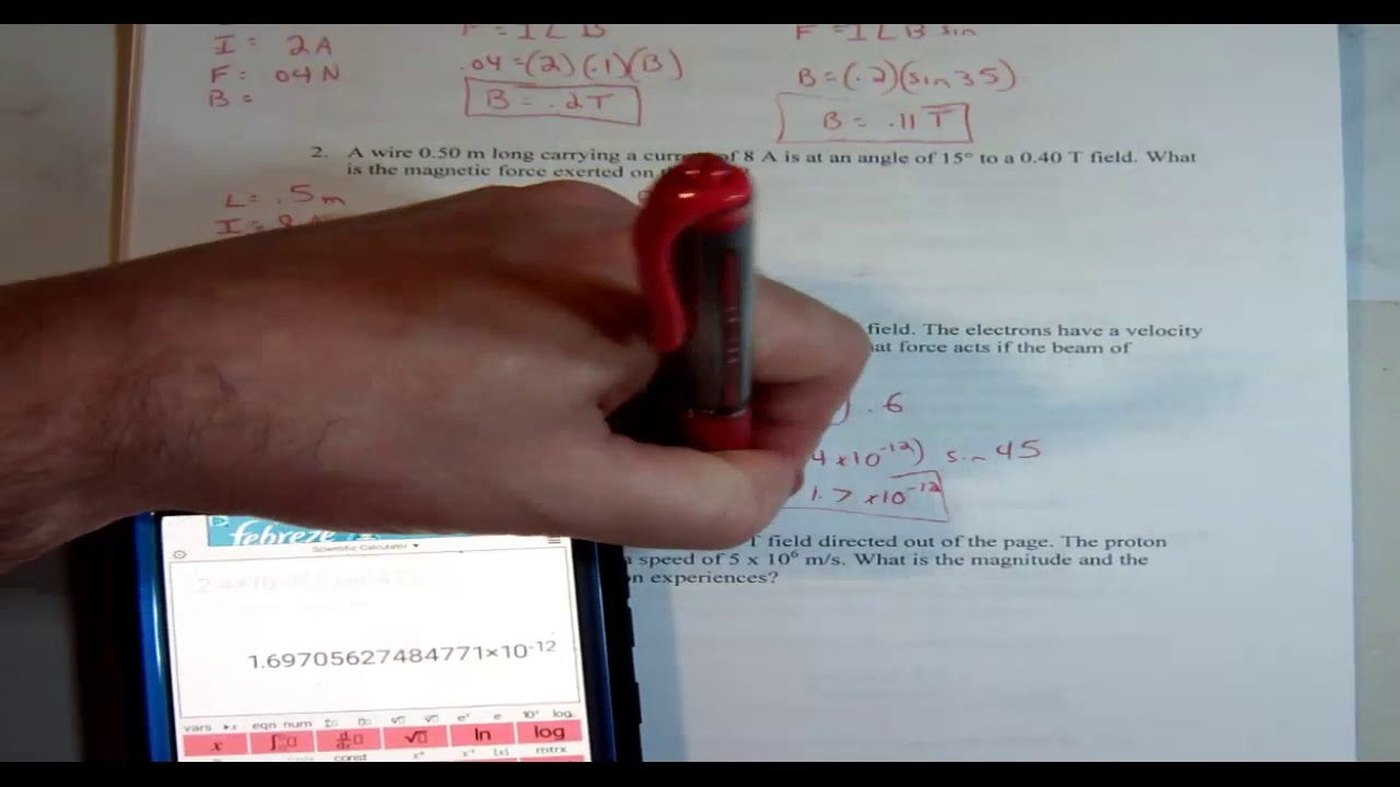Magnetic Fields and Forces Practice Problems 3-4 - YouTube