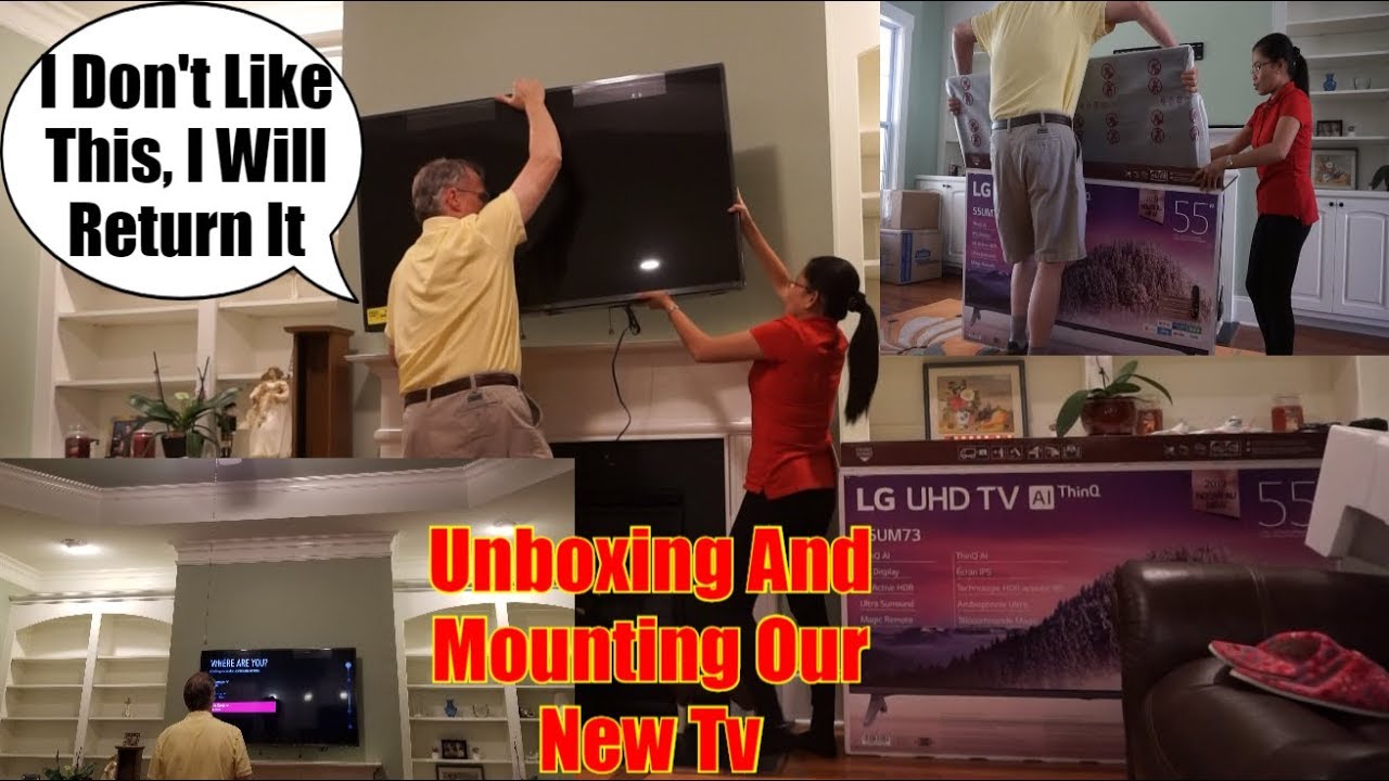 Unboxing And Wall Mount Install 55 Inches LG UHD TV Dinner At Mexican ...