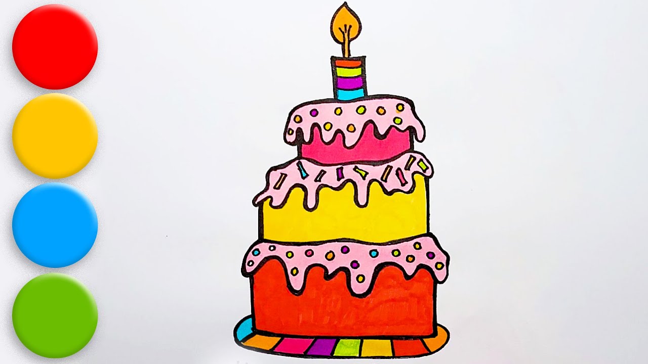 How to draw Birthday Cake - YouTube