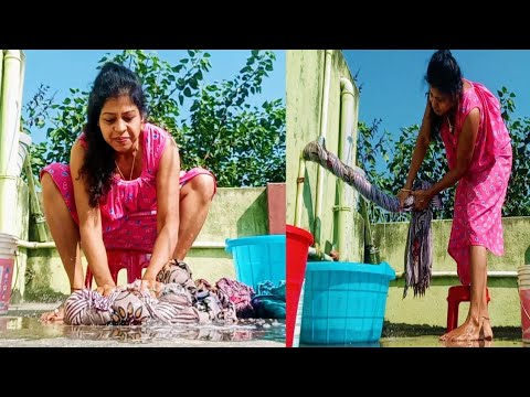 Washing cloths by hand//deshi style cloth washing//pink nighty vlog ...