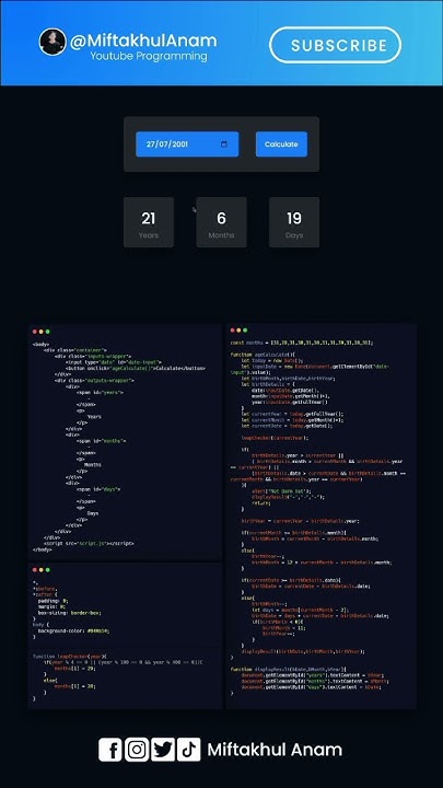 Age Calculator Dengan Html Css Dan Javascript Coding Programming Tutorial Shorts Youtube