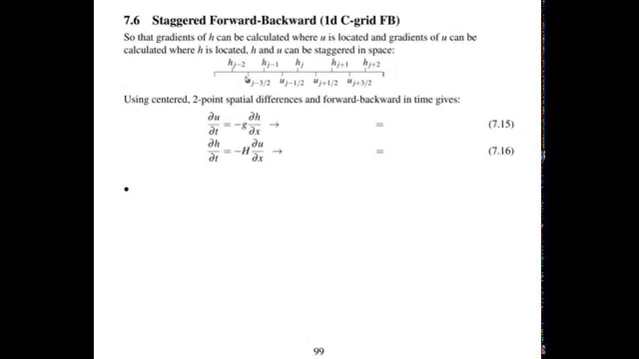 8.4 A staggered grid for the solution of the shallow water equations ...