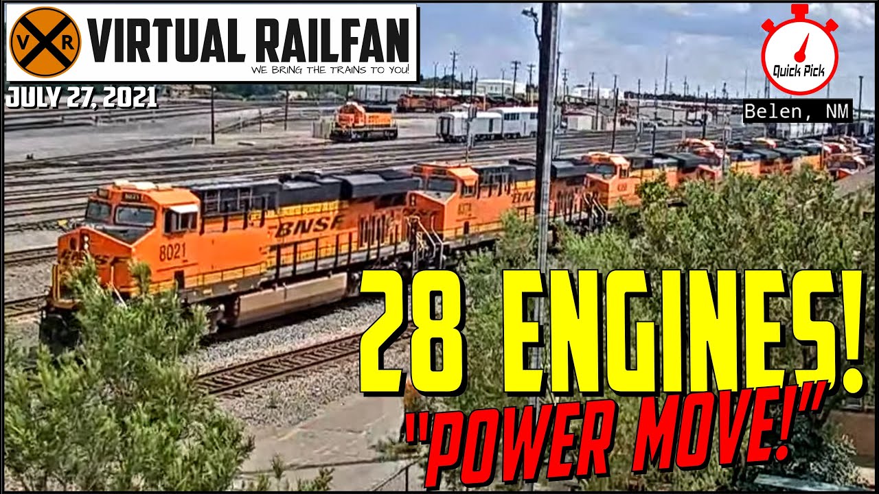 WOW! BNSF 28 ENGINE POWER MOVE AT BELEN, NM! July 27, 2021 - YouTube