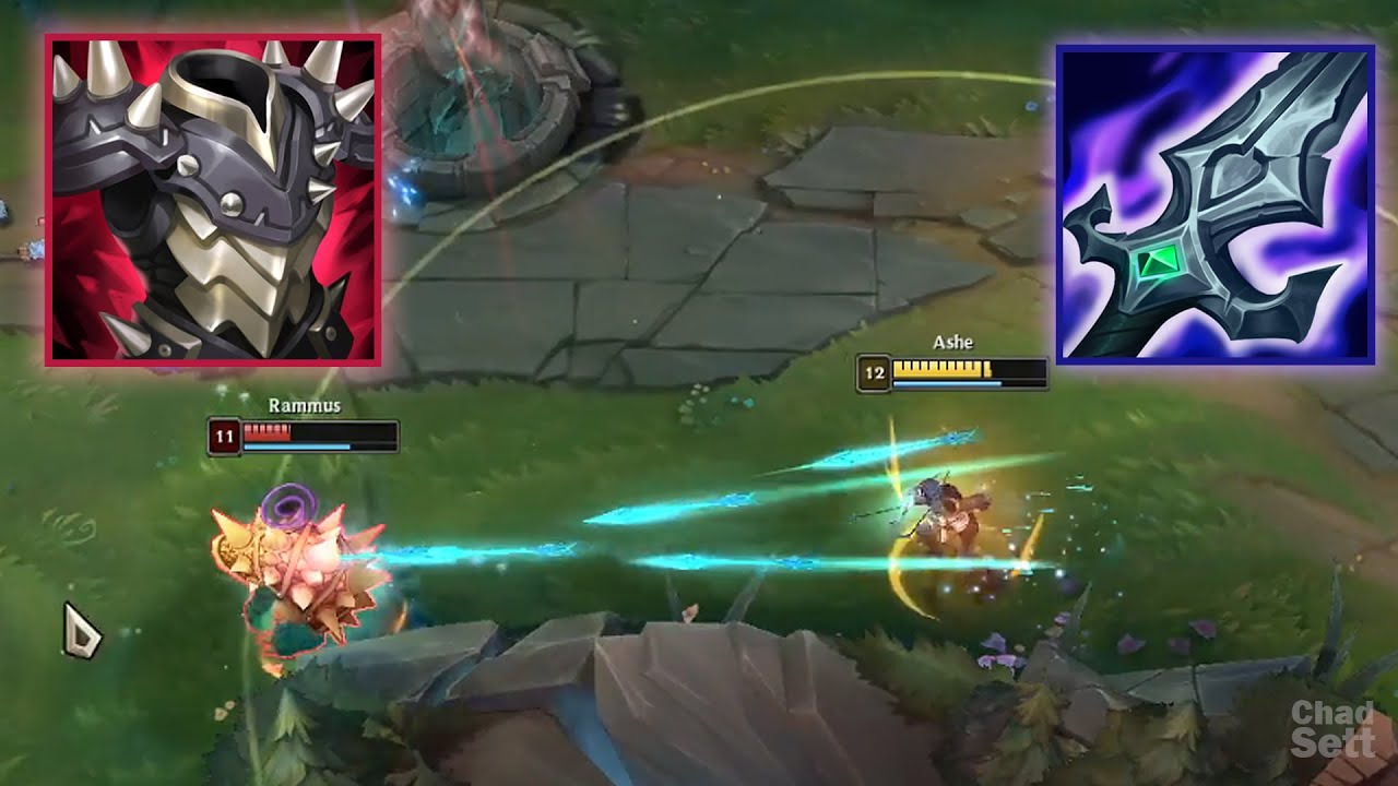 Ashe with BOTRK vs Rammus with Thornmail - YouTube