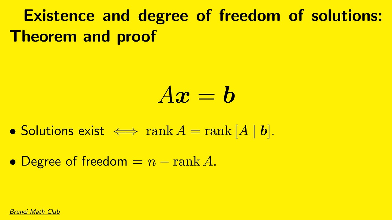 Existence and degree of freedom of simultaneous linear equations ...