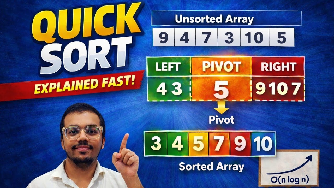 Quick Sort in 10 Minutes 🚀 | Step-by-Step Dry Run + Complexity Analysis ...
