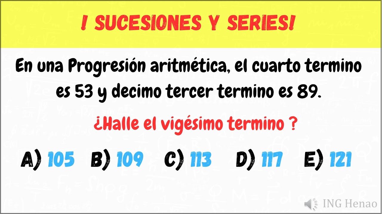 📶¿Halle el vigésimo termino ?| SUCESIONES, SERIES Y PROGRESION ...