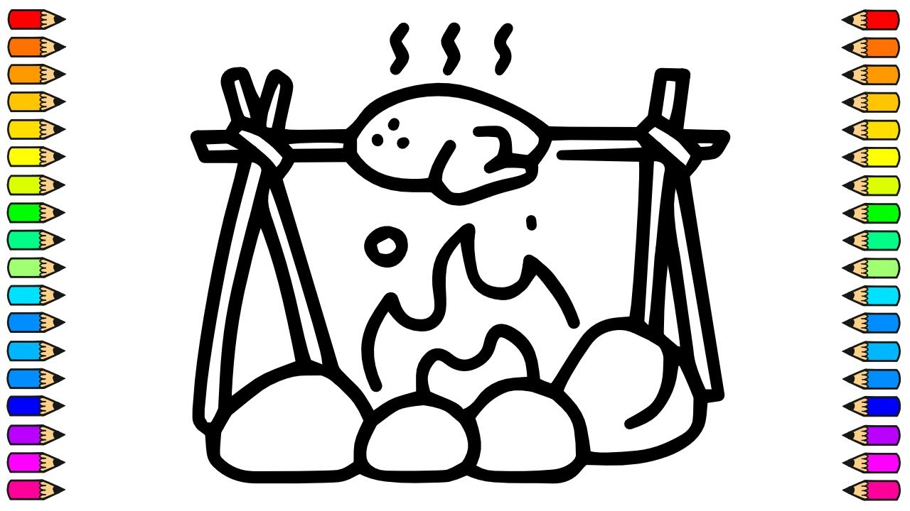 Cómo dibujar un POLLO AL FUEGO / Dibujo de POLLO AL FUEGO paso a paso ...