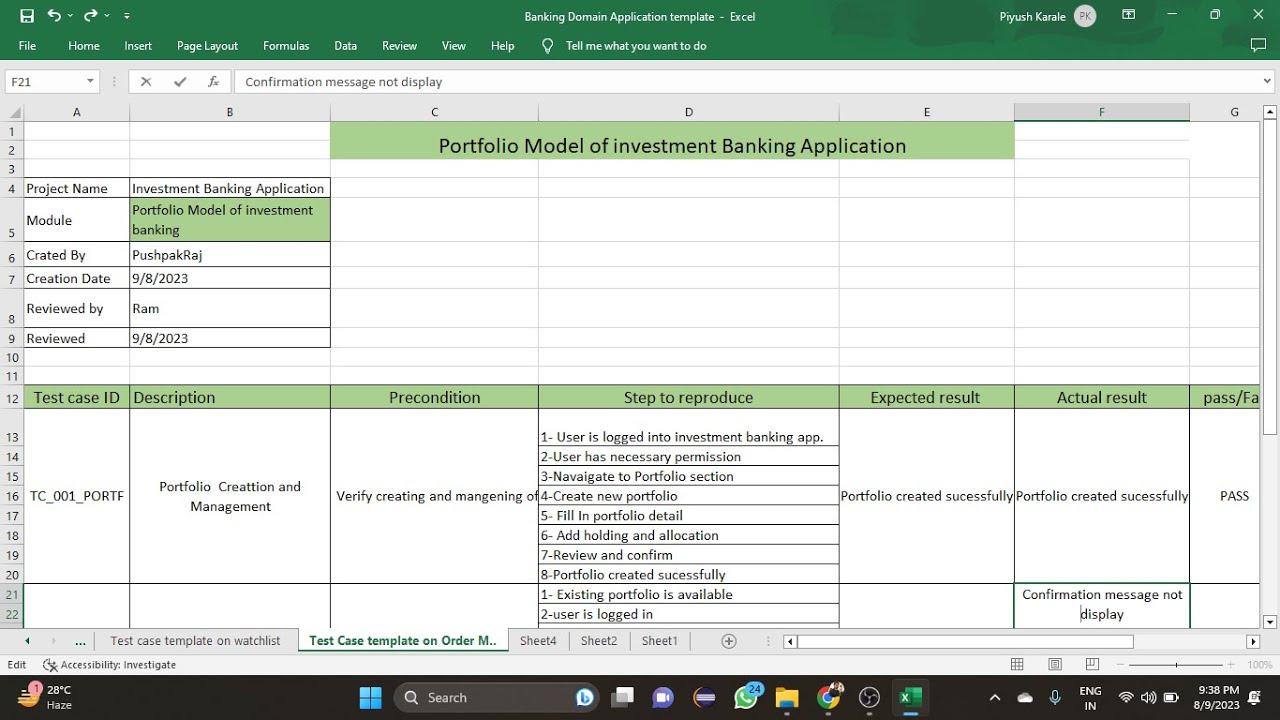 portfolio modul of investment banking application, what is mean by ...