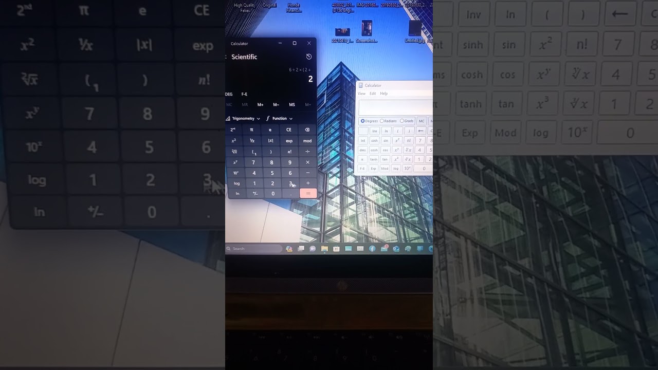 Windows 11 scientific mode calculator (left) versus Windows 7 ...