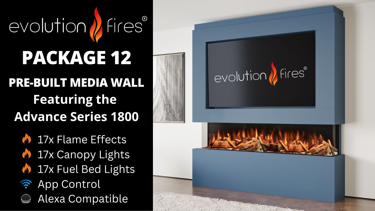 Evolution Fires Package 12 Prebuilt Media Wall Flame Effect - YouTube