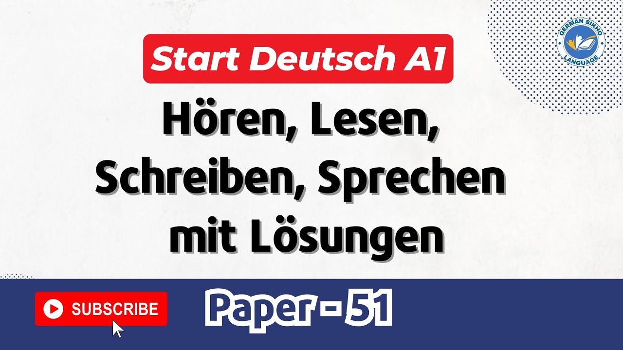 Start Deutsch A1 Exam 2024 || Paper - 51 || Hören, Lesen, Schreiben ...