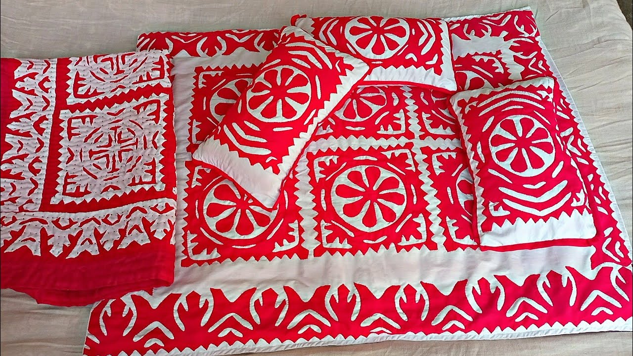 Hand Embroidery 🪡/Aplic work Baby quilt set Design/ Rilli work ...