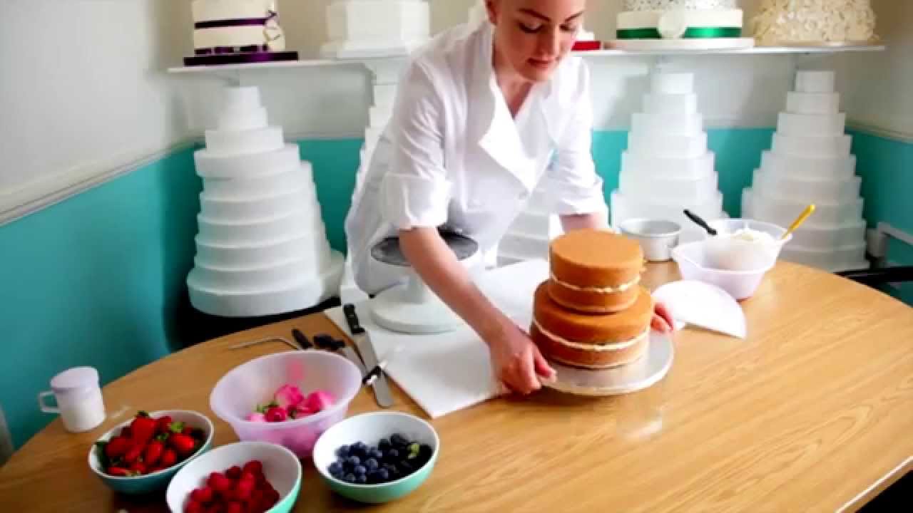 How to decorate a naked wedding cake - YouTube