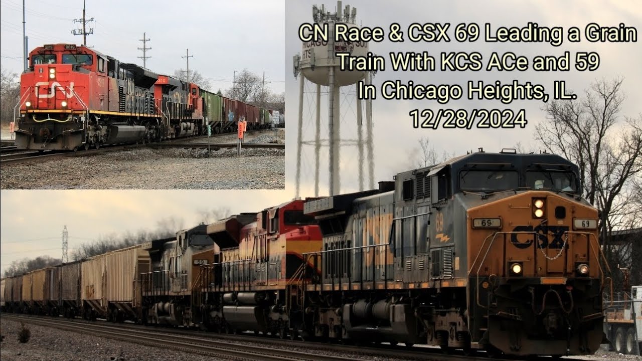 Defect Detector Frenzy! CN Trains Race and CSX 69 Leads a Grain Train Through Chicago Heights ...