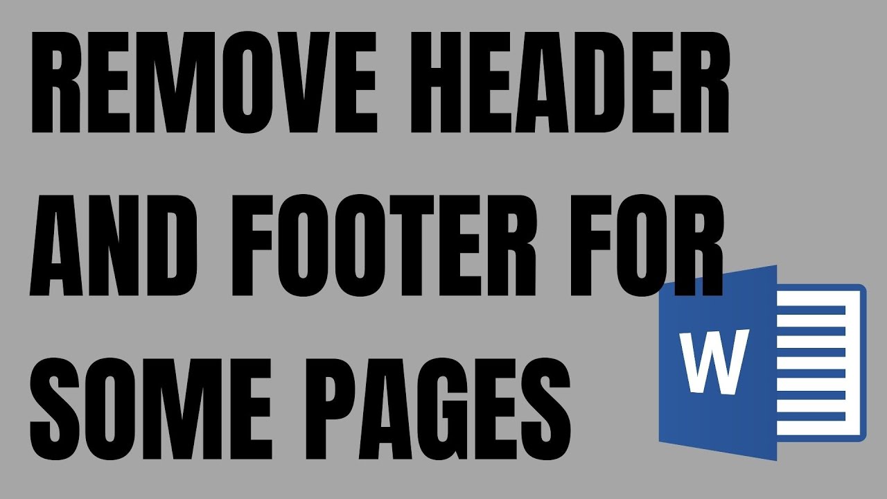How to Remove Header and Footer for some pages in Word - YouTube