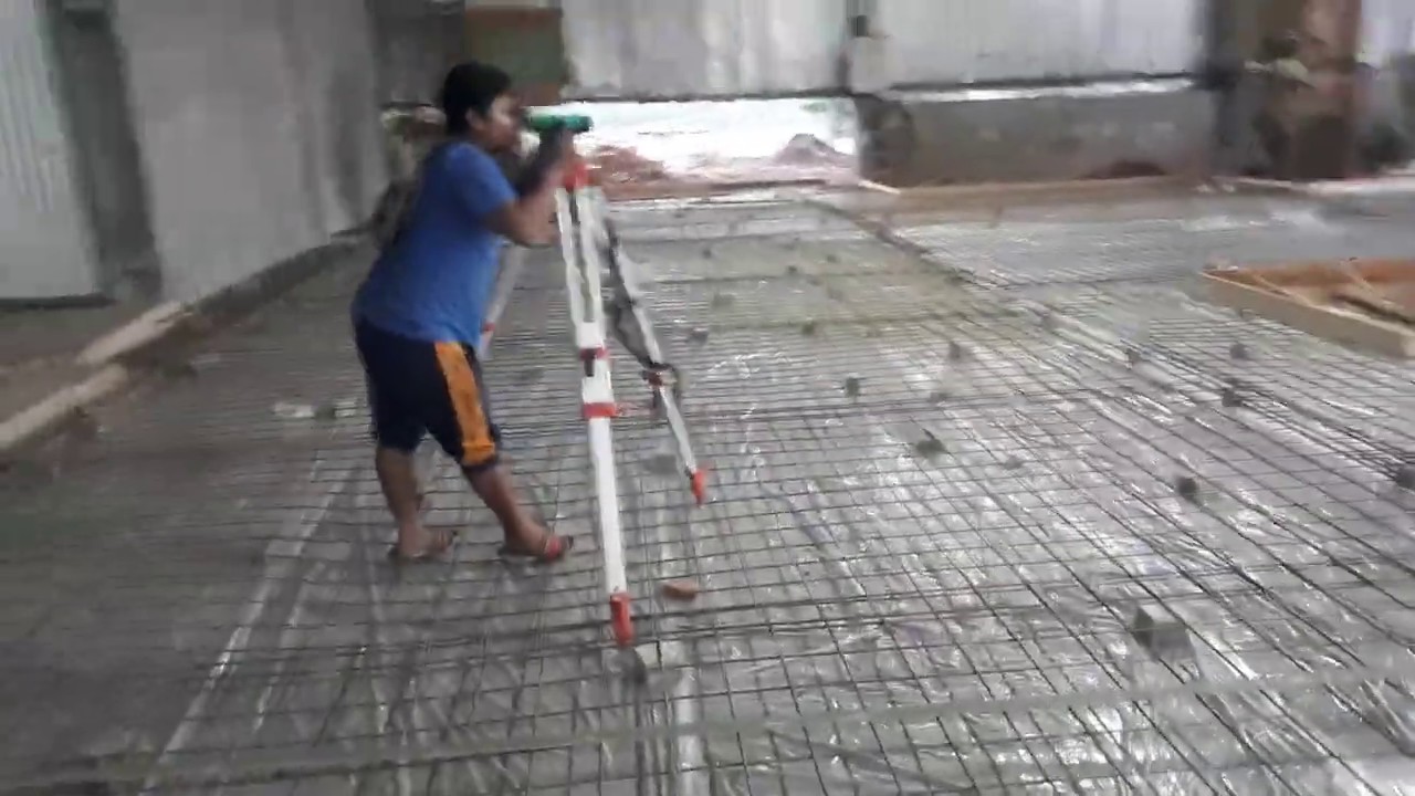 Pemasangan relat railat kelabangan cor lantai media leveling kerataan ...