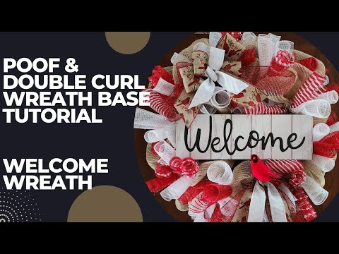 Easy DECO MESH POOF AND DOUBLE CURL WREATH BASE | DIY Welcome Wreath ...