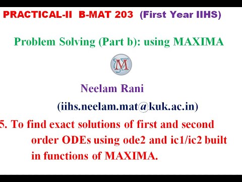 maxima programme to solve ordinary differential equation of first and ...