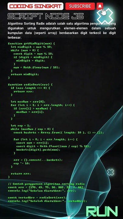 Script Node JS Algoritma Sorting Radix #coding #codingshortvideo #codingsingkat - YouTube