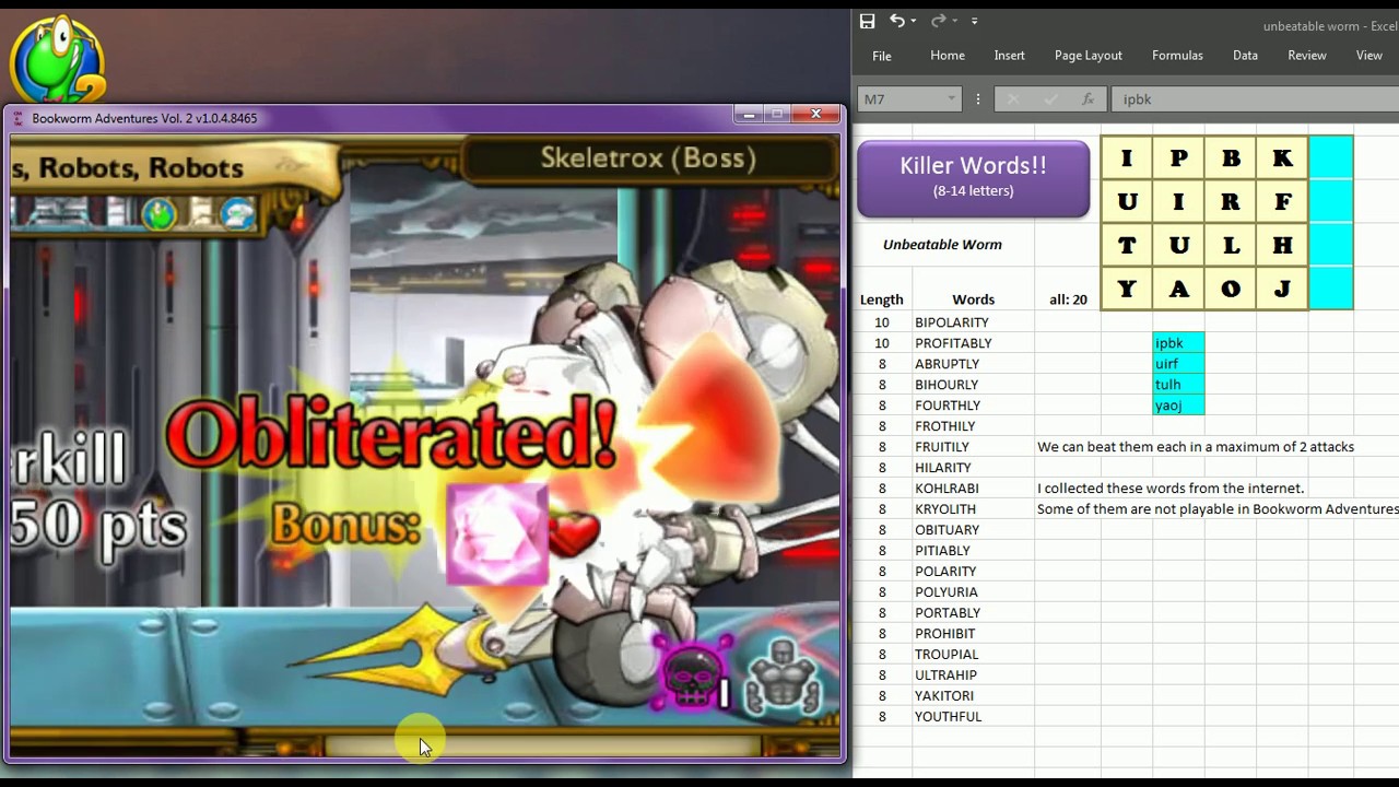 Longest words in Bookworm Adventures 2, Beating all robots and ...