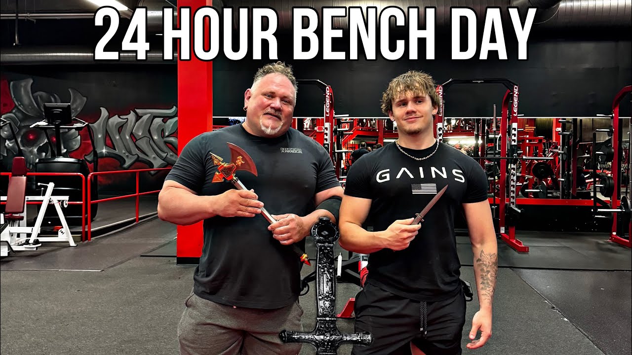 BENCHING FOR 24 HOURS STRAIGHT WITH BIG ROB (500+ LBS) - YouTube