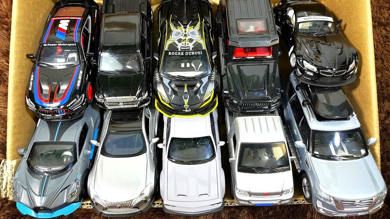 Box Full of Model Cars /BMW i7, Koenigsegg Agera Rs1, Brabus 800, GTR ...