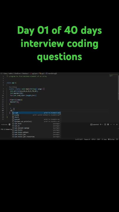 Array maximum element #coding day 01 of 40 days interview questions #jobreadycoders #java - YouTube