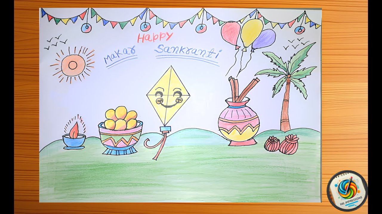 How to Draw Easy Makar Sankranti Kite | Step-by-Step Festival Art ...