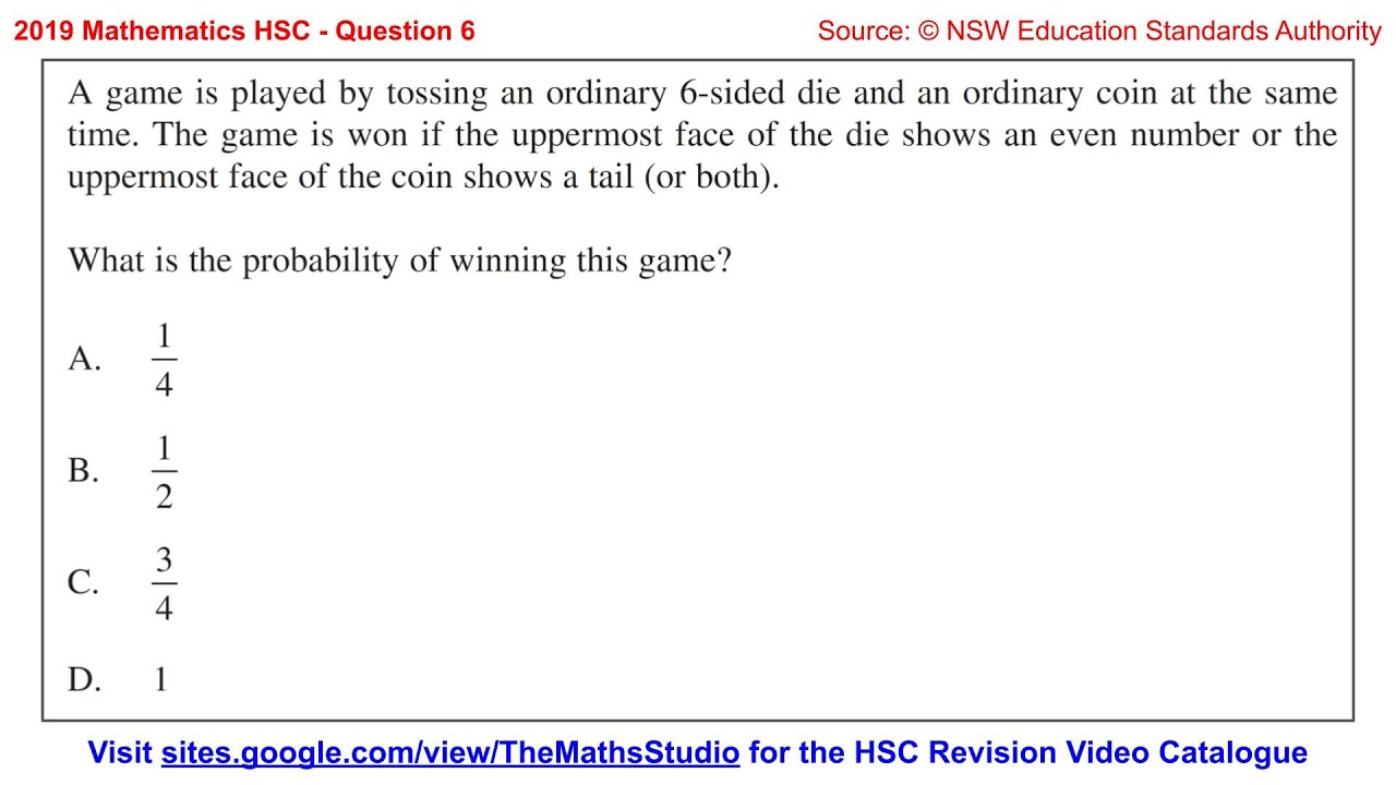 [1252] Maths 2u HSC (2019, Q6, Multi-stage Probability Experiment ...
