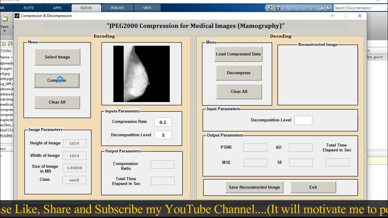 MATLAB code of Mammogram Image Compression & Decompression - YouTube