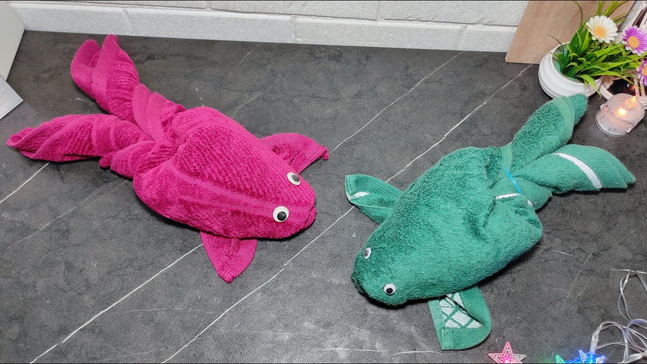 How To Folding Towel Art Easy - Fish Towel Art - YouTube