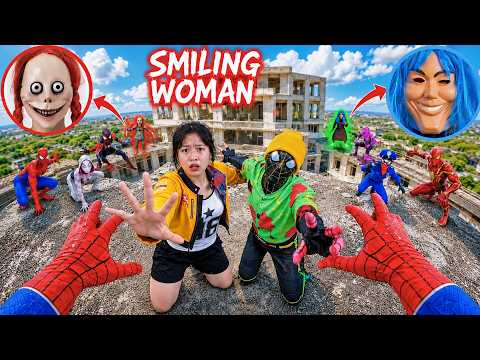 7 SPIDERMAN Vs SMILING WOMAN REAL LIFE ESCAPE 472.0 | Horror Parkour KPOP GIRL in an Abandoned House