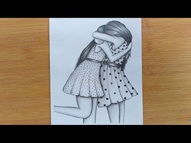 How To Draw Two Person Hugging Easy