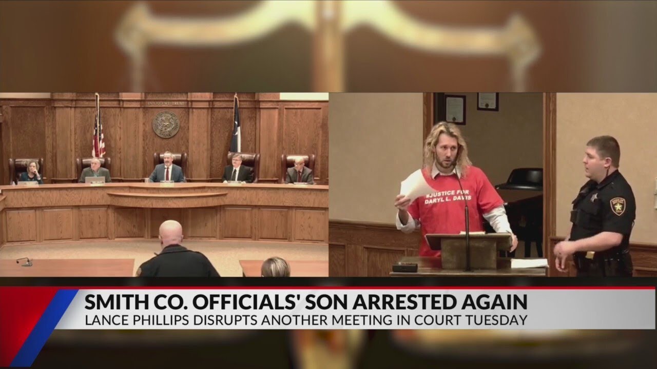 Son of elected Smith County officials arrested again for disrupting ...
