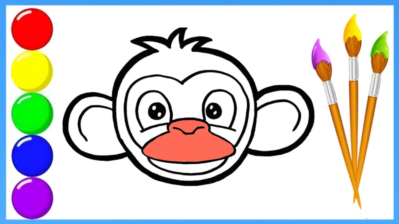 How to draw Monkey Face || painting and coloring for kids, toddlers || monkey drawing - YouTube