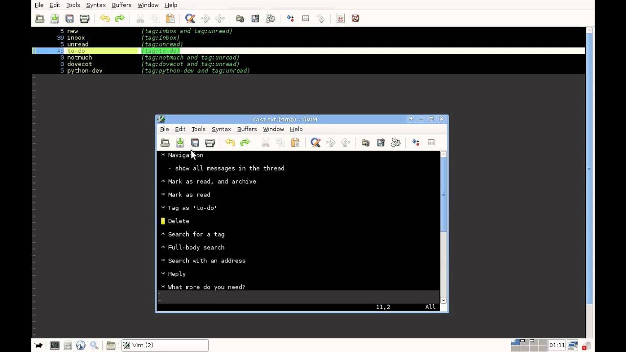 notmuch vim ruby - YouTube