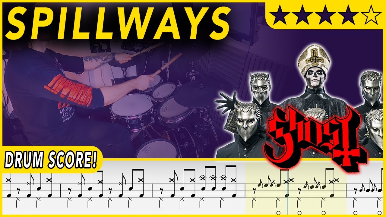 Spillways - Ghost | DRUM SCORE Sheet Music | #448 DRUMSCRIBE - YouTube