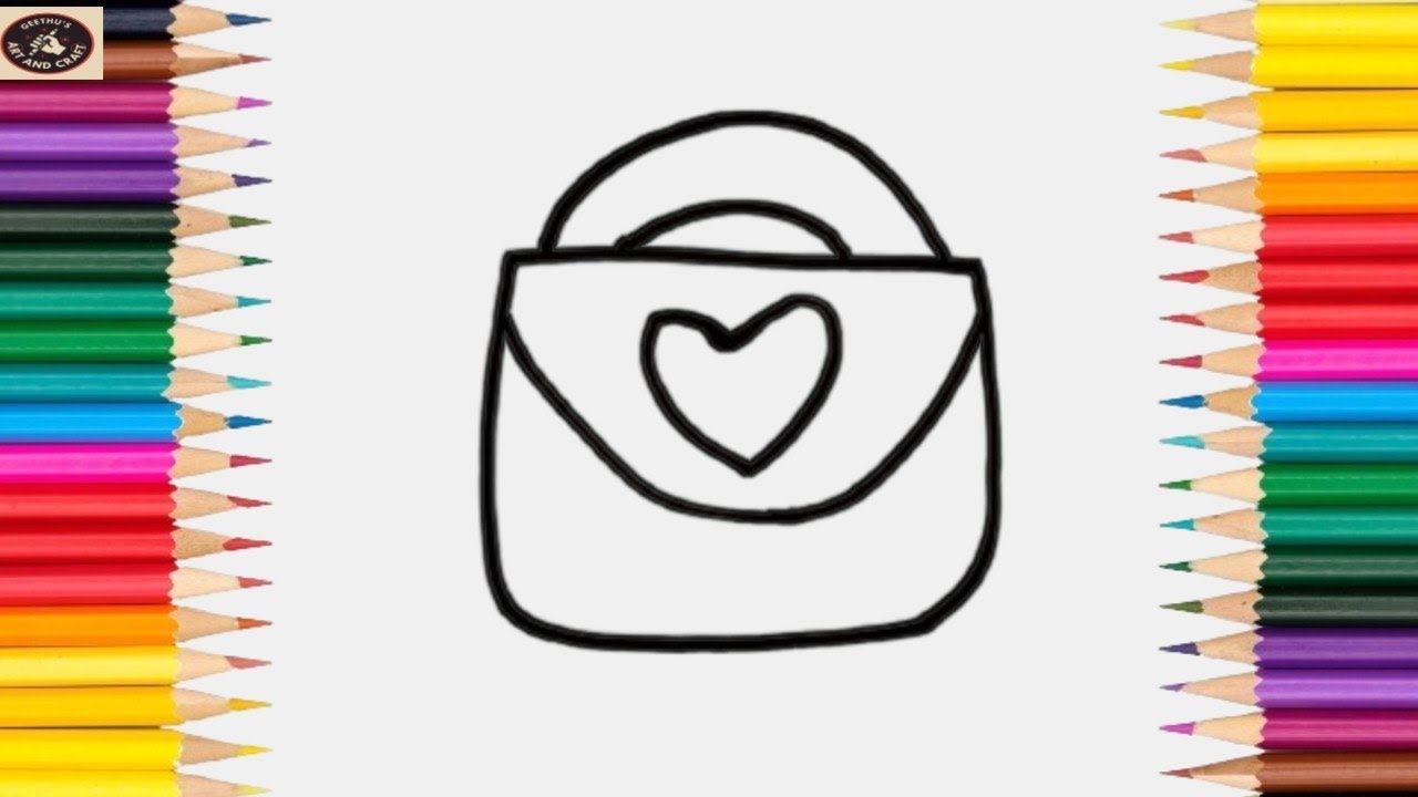 How To Draw Easy Handbag👜||Handbag Drawing Colouring for kids||#handbag ...