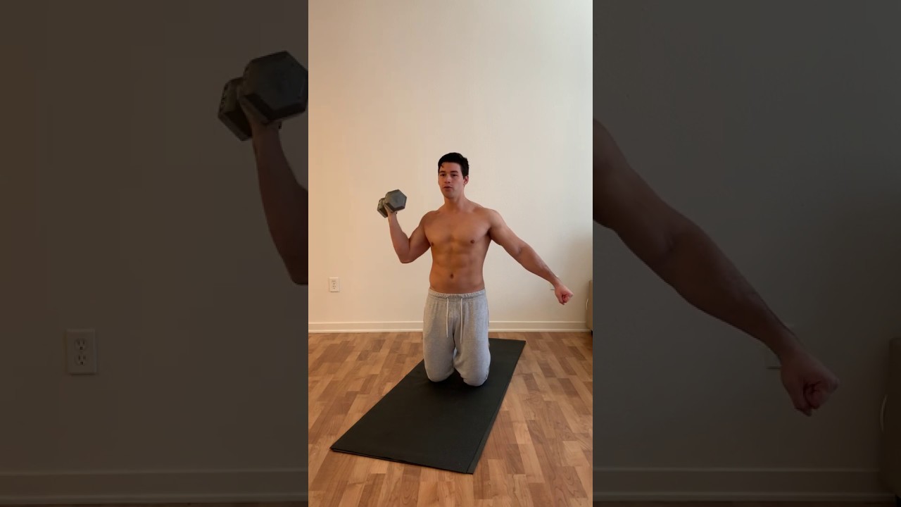 Tall Kneeling Single Arm Dumbbell Bicep Curls | Core Stability Exercise ...