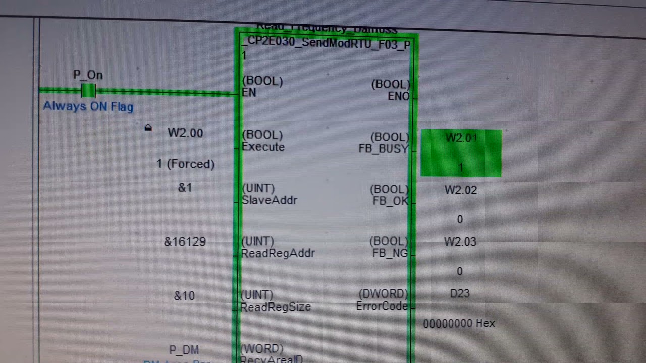Modbus Rtu Simple Master Plc Omron Cp2en Dengan Fuction Block To Danfoss Fc 51 Youtube
