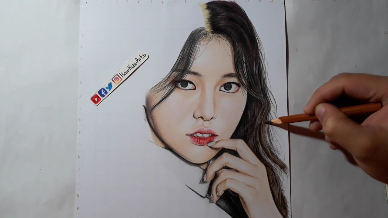 (SLOWER) SUNG JI-YEON "Jane" (MOMOLAND) Portrait Drawing | Colored ...